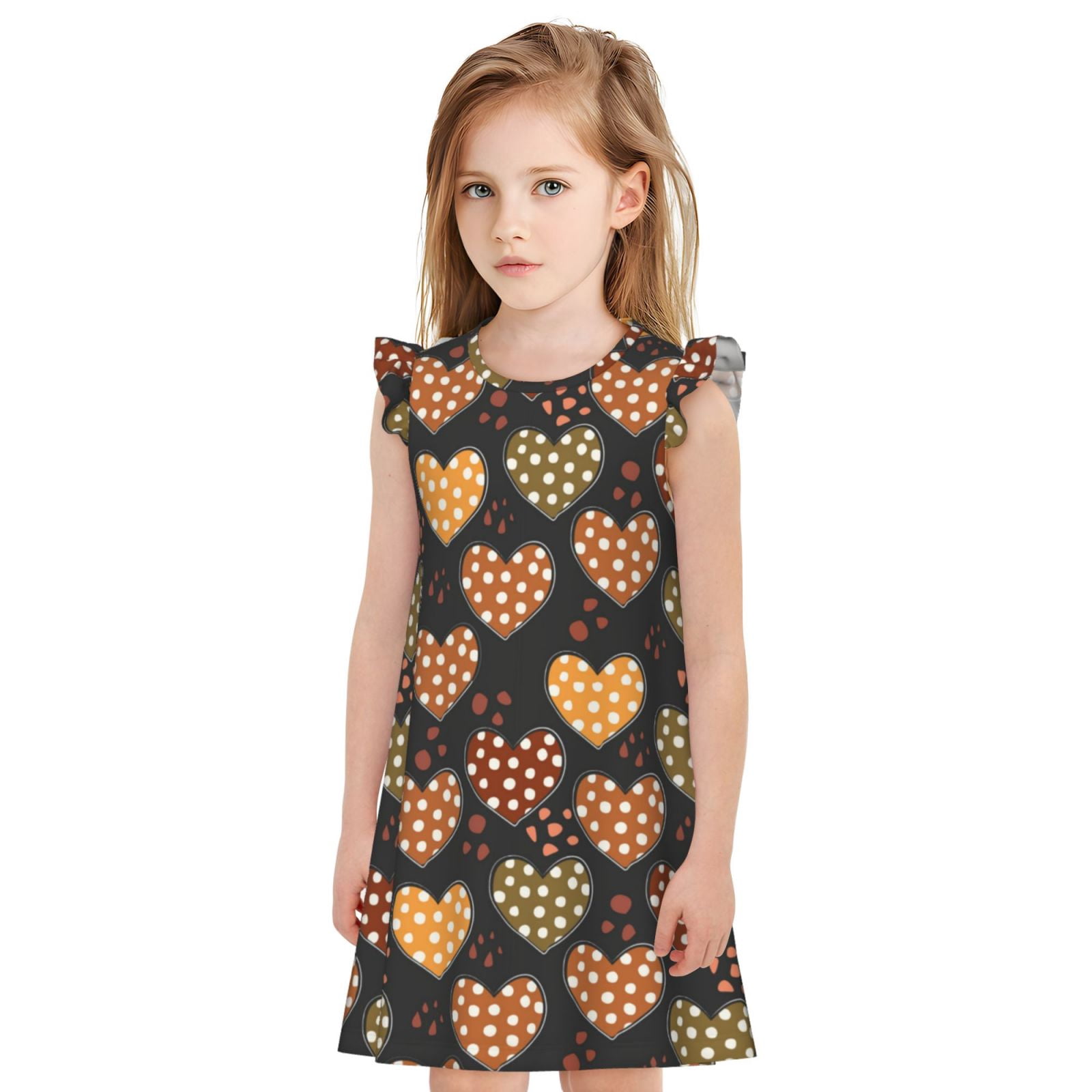 Qokaie Heart Print Girls Nightgowns, Nightgown Princess Pajama Dresses ...