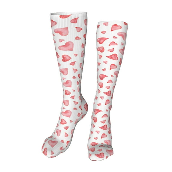 Qokaie Hearts for 20in Socks, Funny Novelty Crazy Design Cotton Socks ...