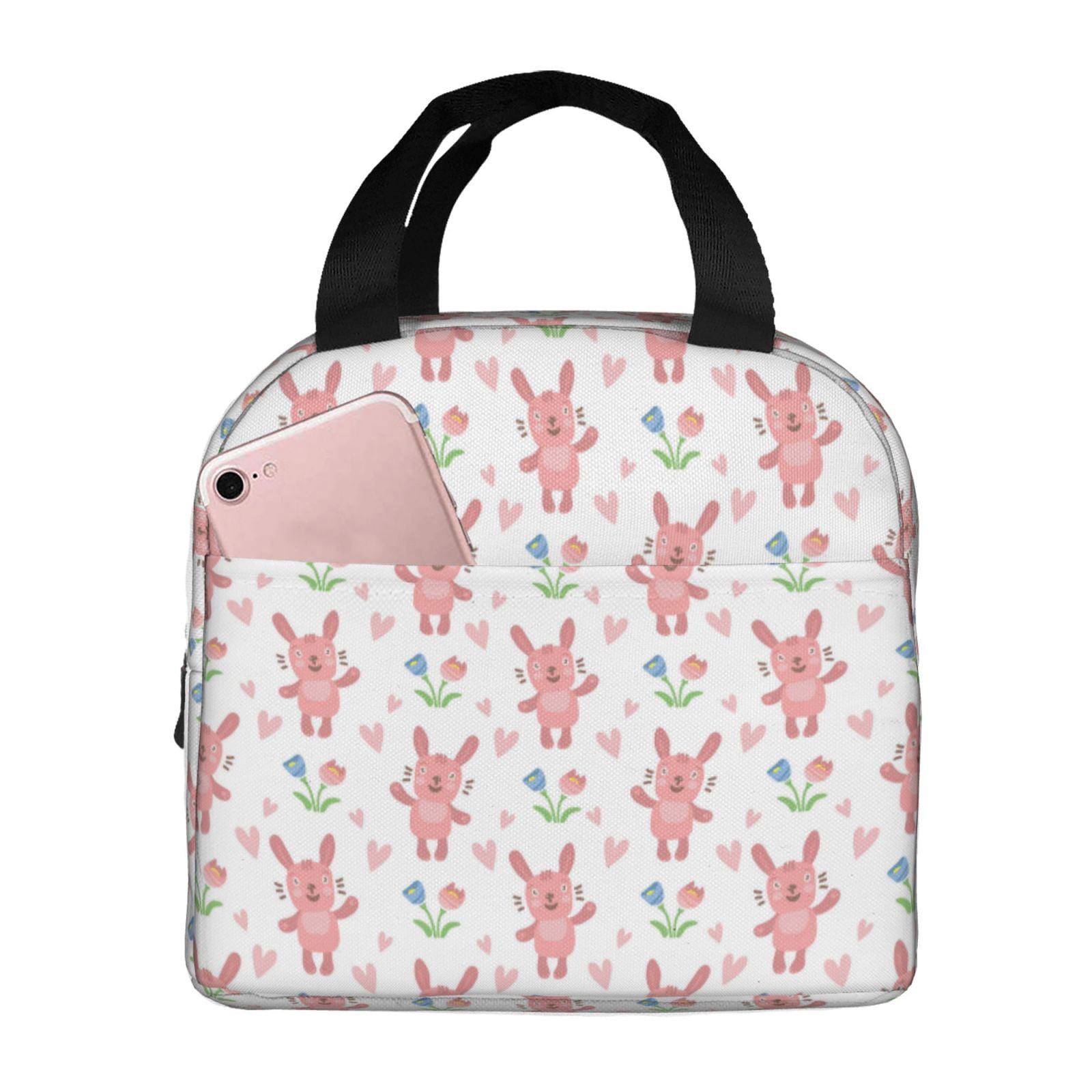 Qokaie Hello Rabbit Printed Large Insulated Lunch Bag Insulated Lunch ...