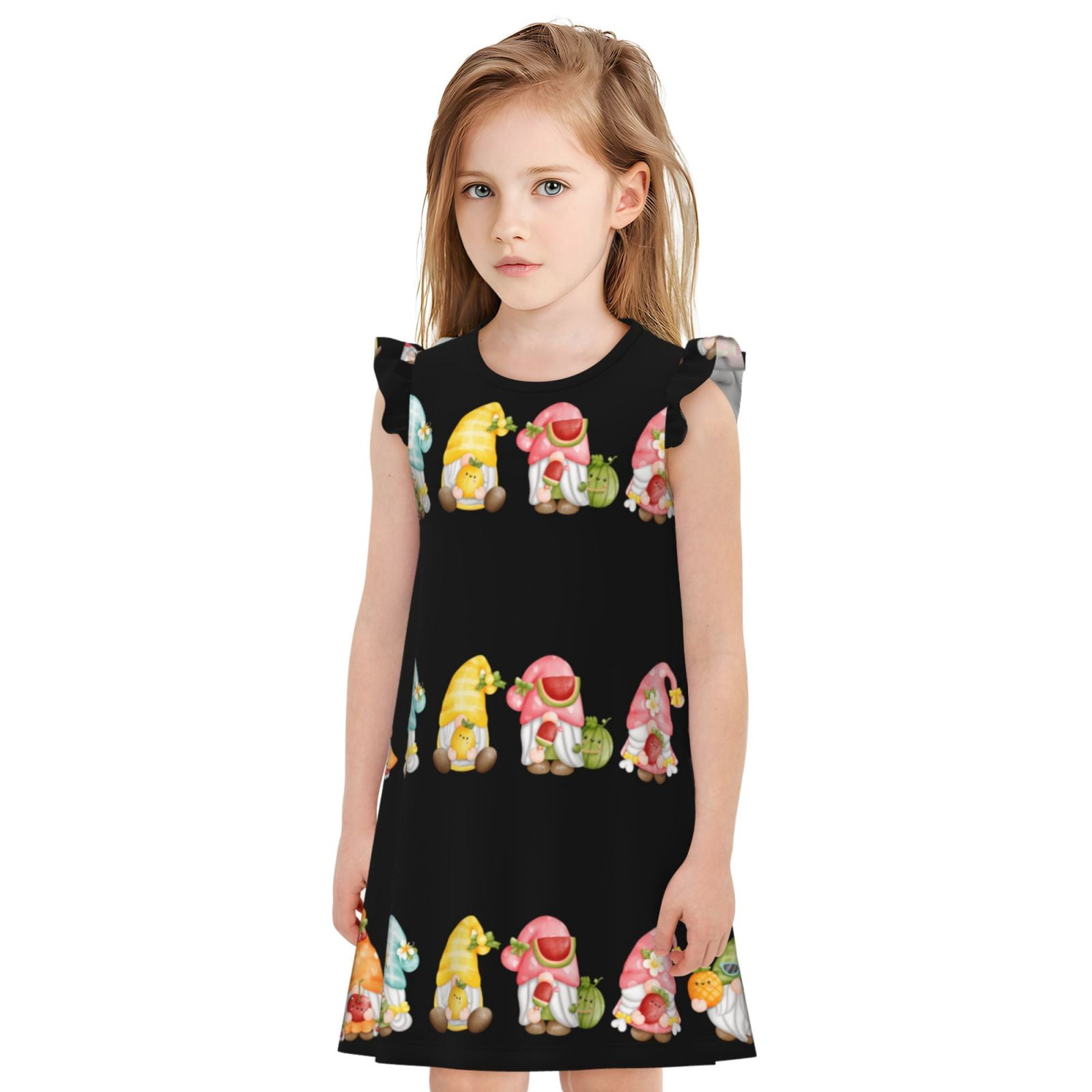Qokaie Hello Summer Gnome Print Girls Nightgowns, Nightgown Princess ...