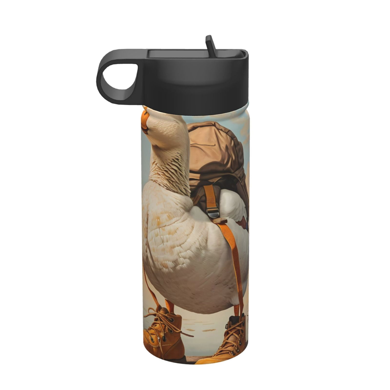 Qokaie Hiking Duck Pattern 18oz Insulated Water Bottle, Stainless Steel ...