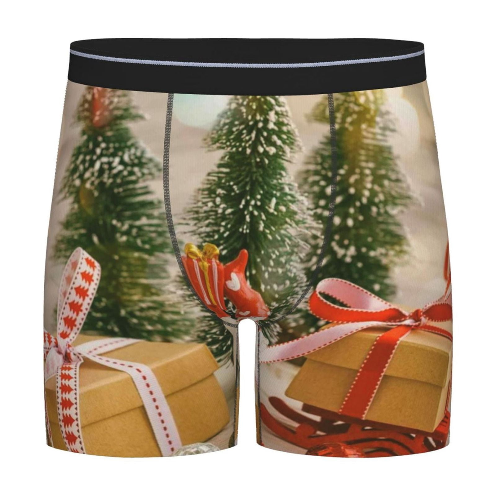 Qokaie Holiday Christmas Stars for Men's Cotton Briefs Underwear, Long ...