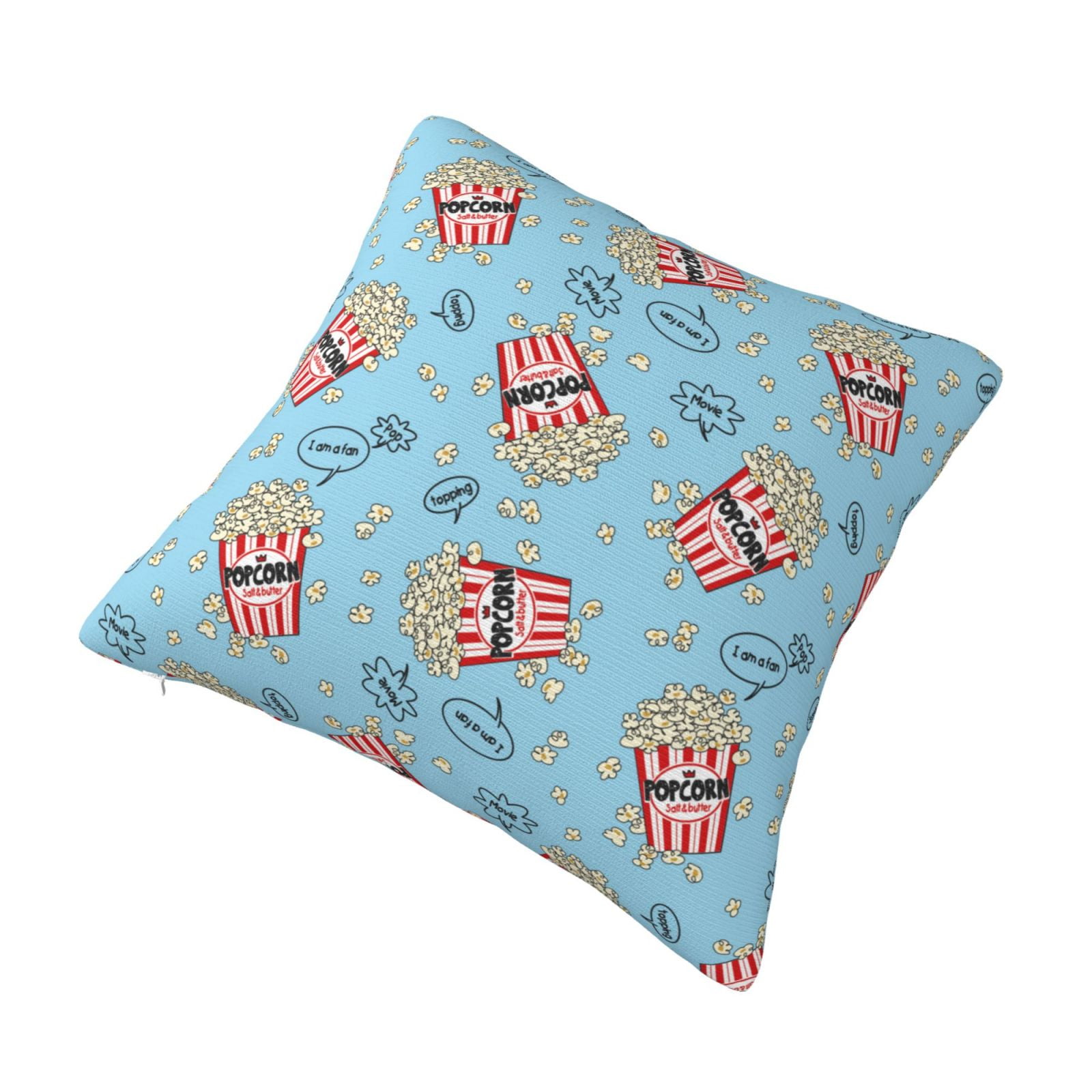 Qokaie I Am A Fan Popcorn Print Throw Pillows Cover, Decorative Throw ...