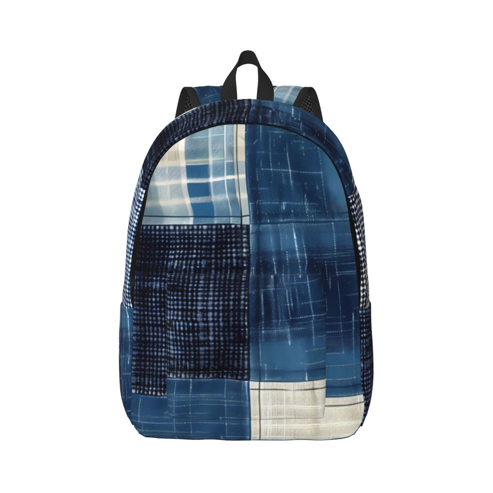 Qokaie Indigo Patchwork Quilt Pattern Canvas Backpack Travel Daypack ...