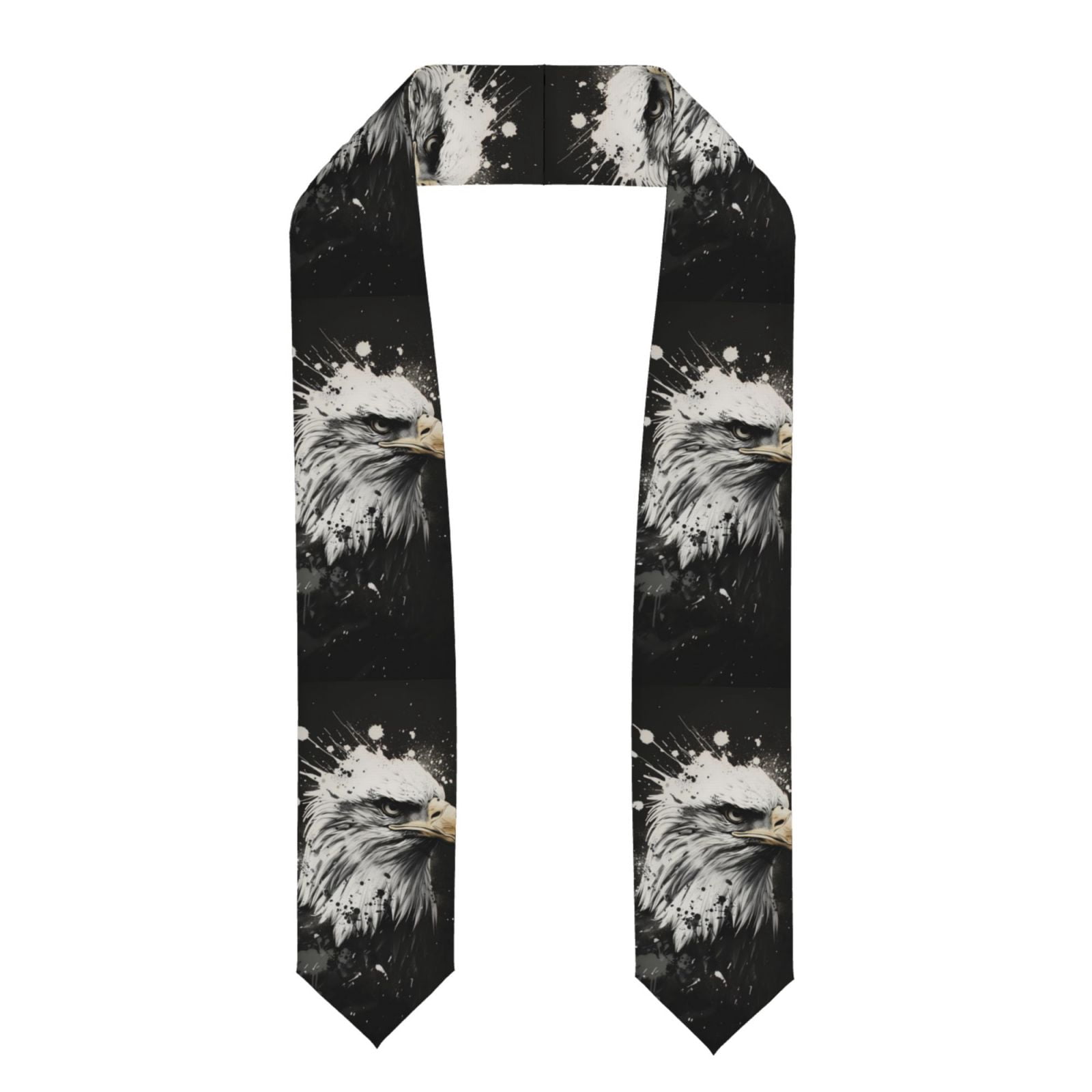 Qokaie Ink Style Bald Eagle Pattern Graduation Shawl Stole – Academic ...
