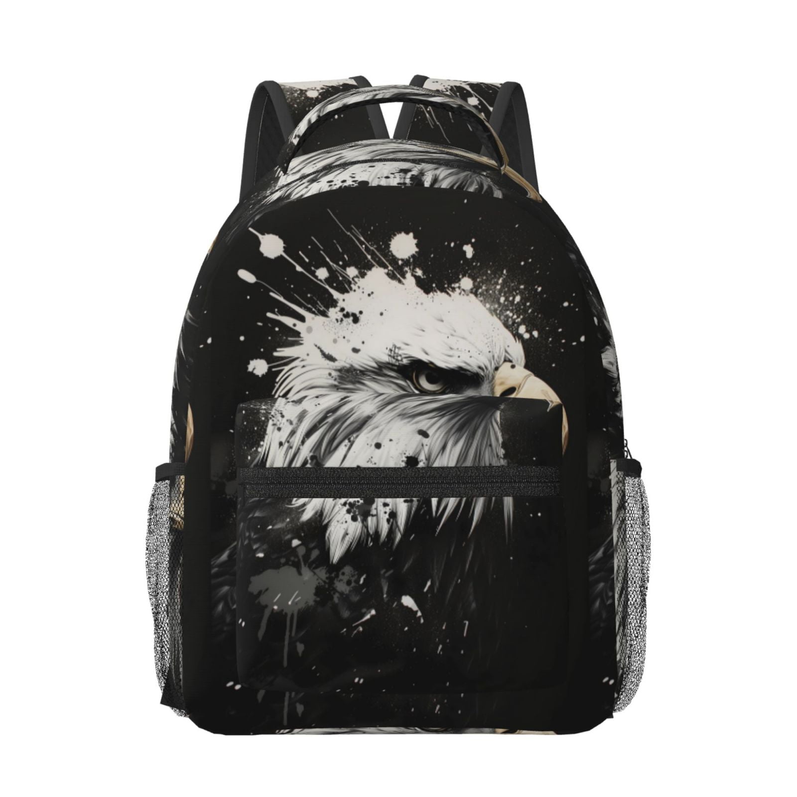 Qokaie Ink Style Bald Eagle Style School Backpack Travel Bag for Men ...