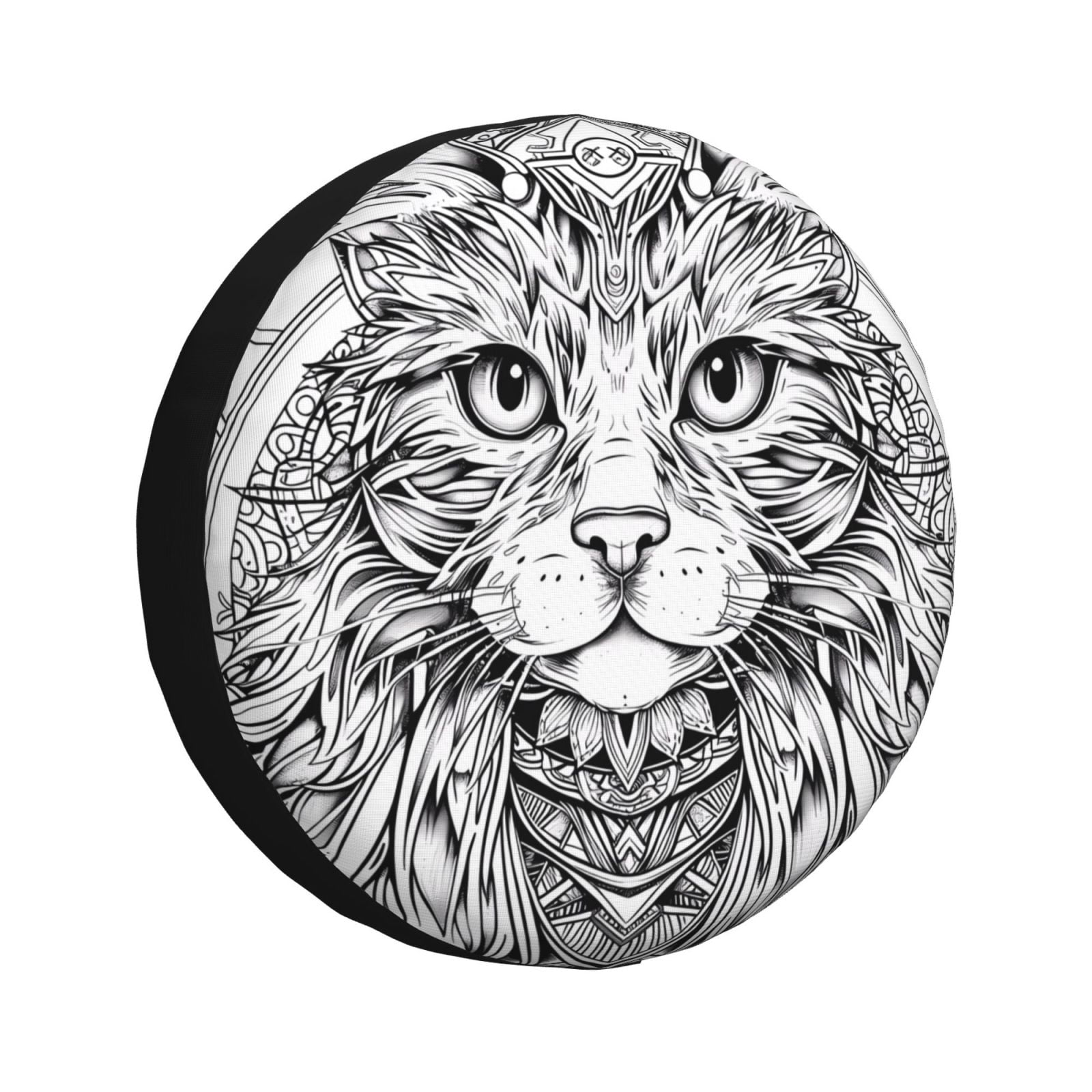 Qokaie Intricate Cat Mandala Pattern Tire Cover, Waterproof Leather ...