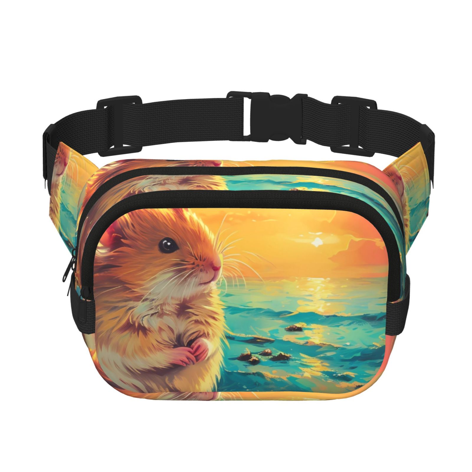 Qokaie Island Beach Guinea Pig Pattern Waist Bag, Double Layer Waist ...