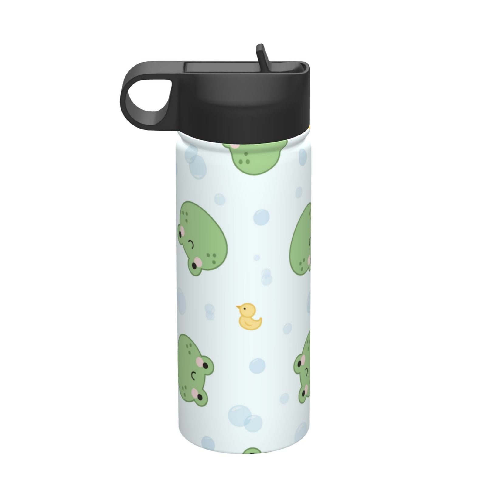 Qokaie Kawaii Frogs Pattern 18oz Insulated Water Bottle, Stainless ...