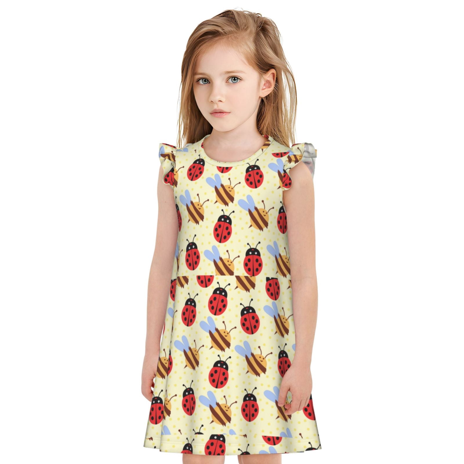 Qokaie Ladybug And Bee Print Girls Nightgowns, Nightgown Princess ...