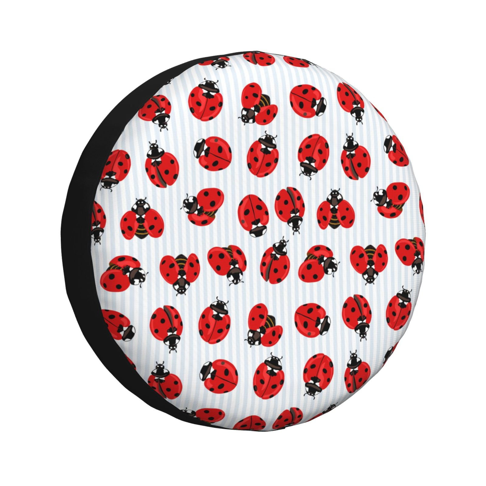 Qokaie Ladybug On Blue Stripes Pattern Tire Cover, Waterproof Leather ...