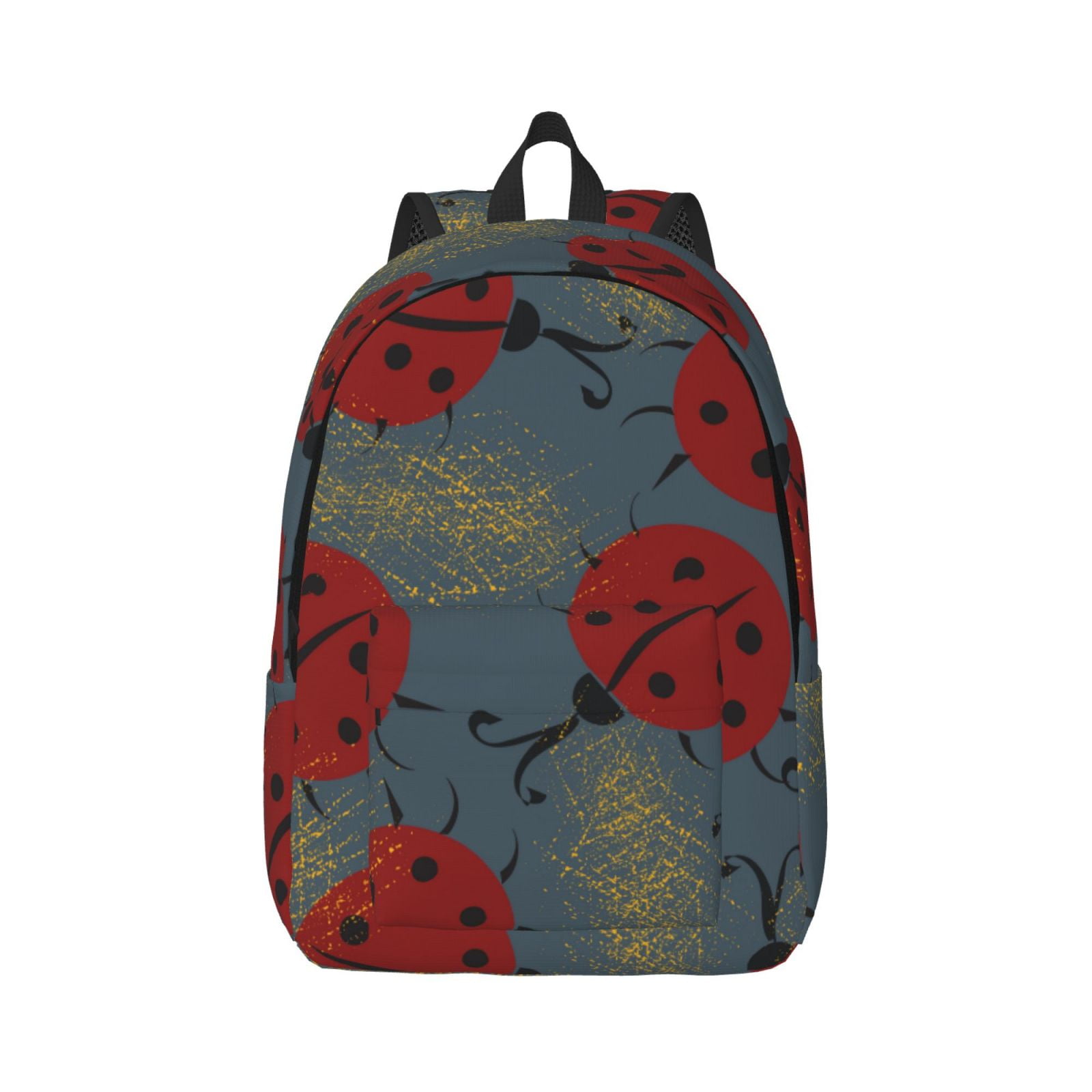 Qokaie Ladybug Pattern Canvas Backpack Travel Daypack Student Rucksack ...