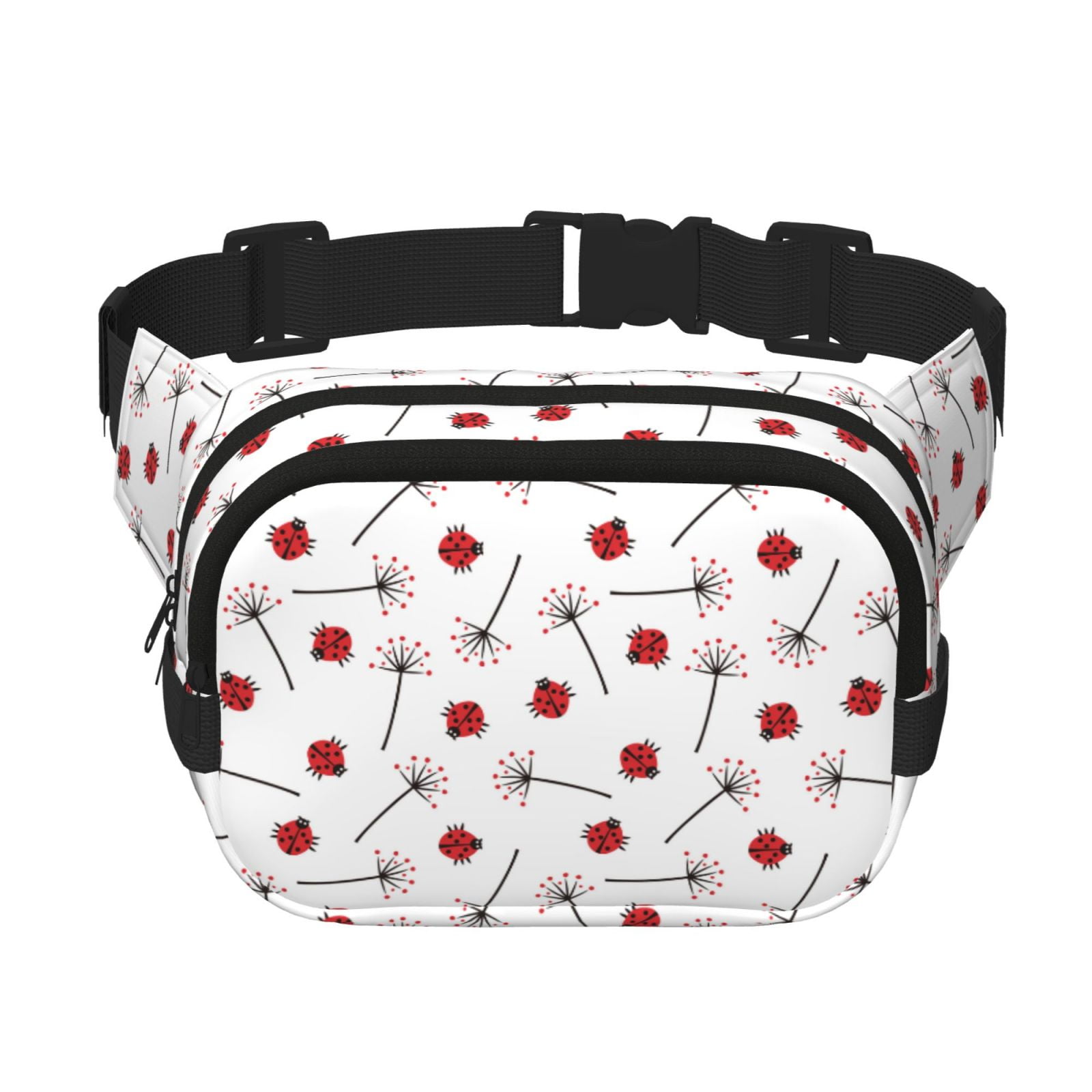 Qokaie Ladybug With Dandelion Pattern Waist Bag, Double Layer Waist ...