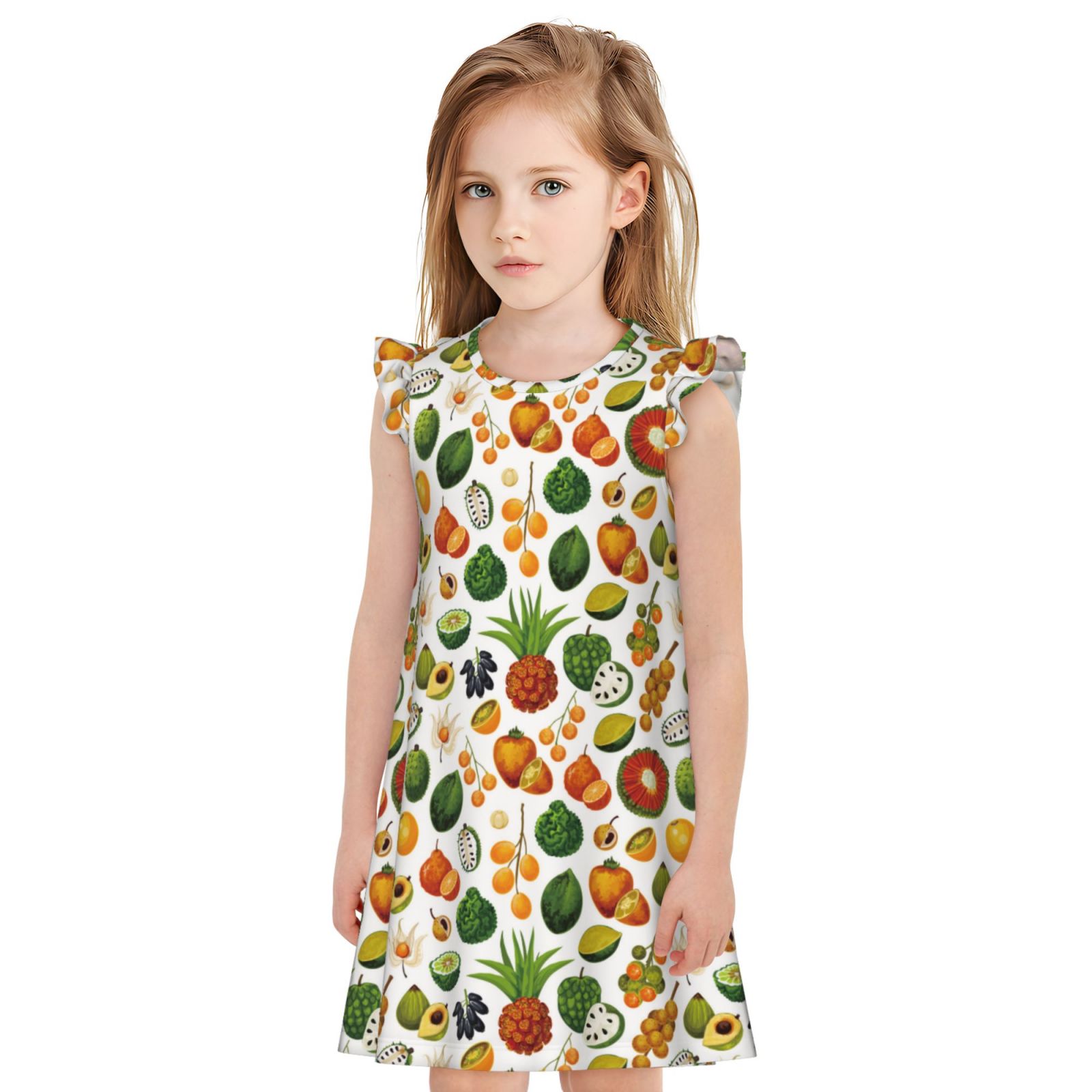 Qokaie Lemon Fruits Vegetables Print Girls Nightgowns, Nightgown ...