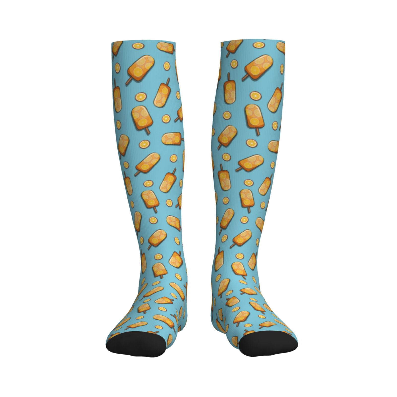 Qokaie Lemon Ice Cream Drawing Sports Compression Socks - Comfortable ...