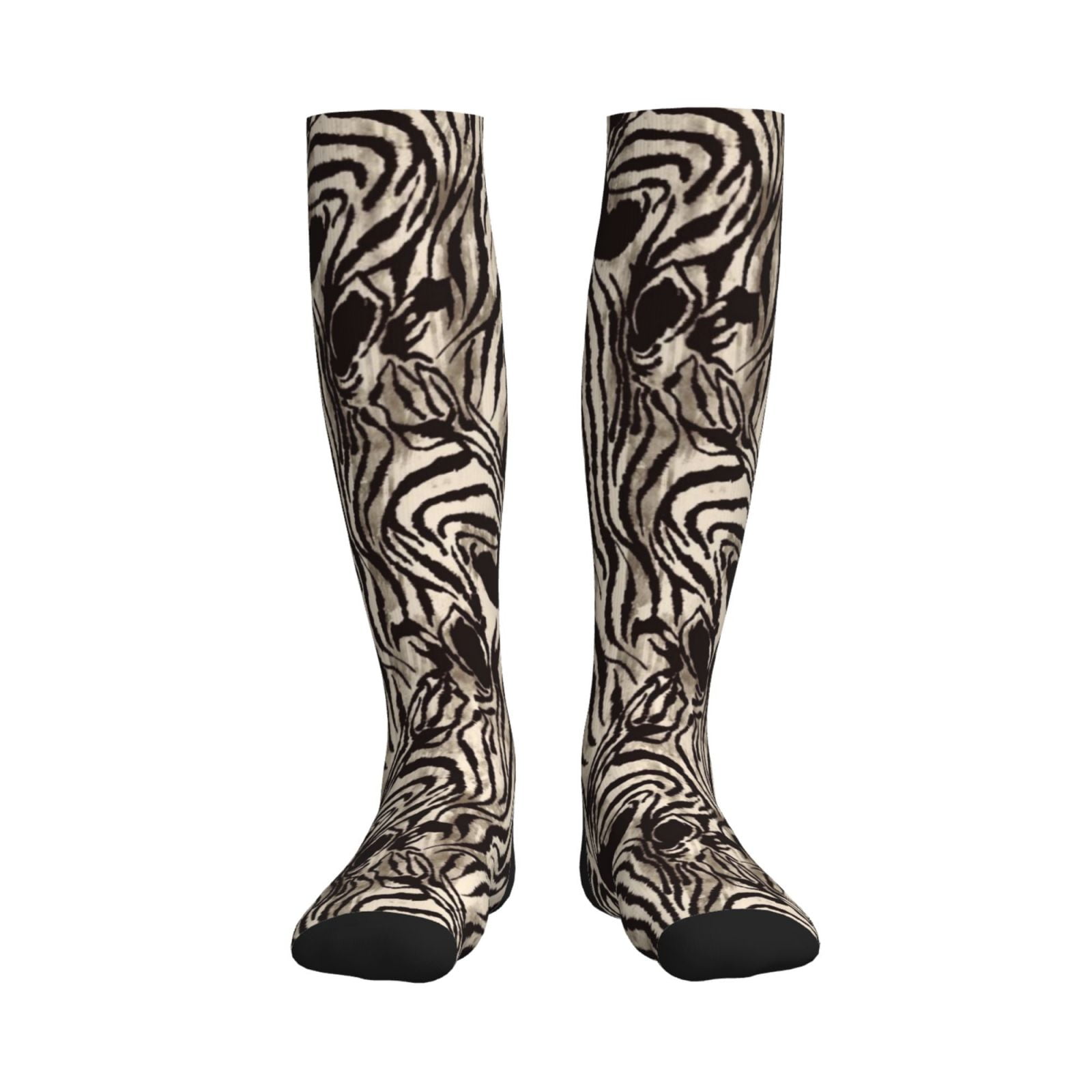 Qokaie Leopard And Zebra1 Drawing Sports Compression Socks ...