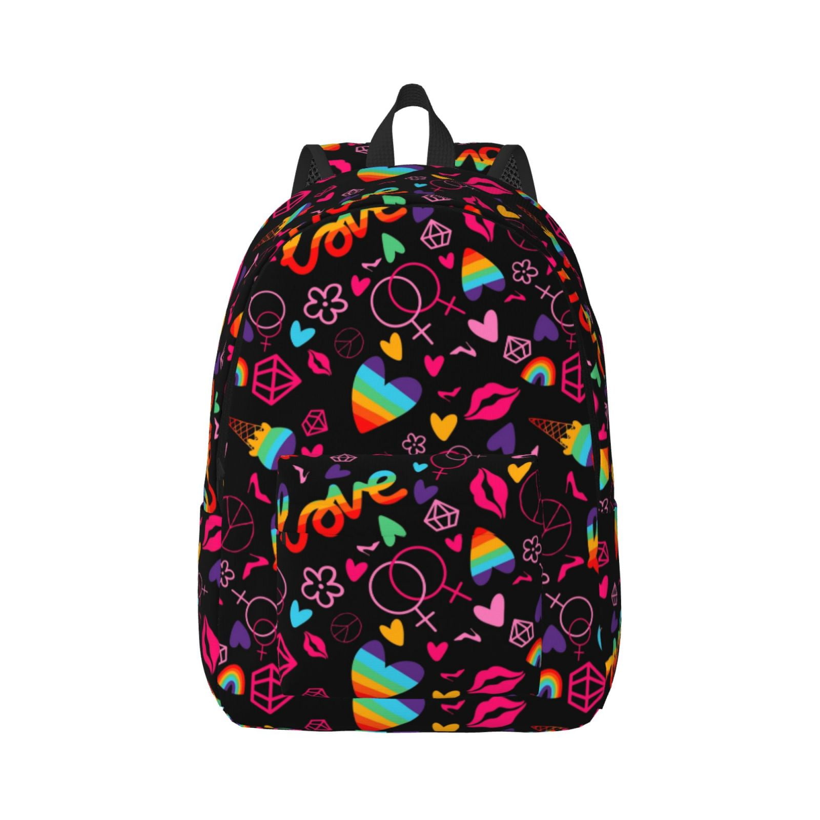 Qokaie Lgbt Rainbow For Pride Pattern Canvas Backpack Travel Daypack Student Rucksack Laptop ...