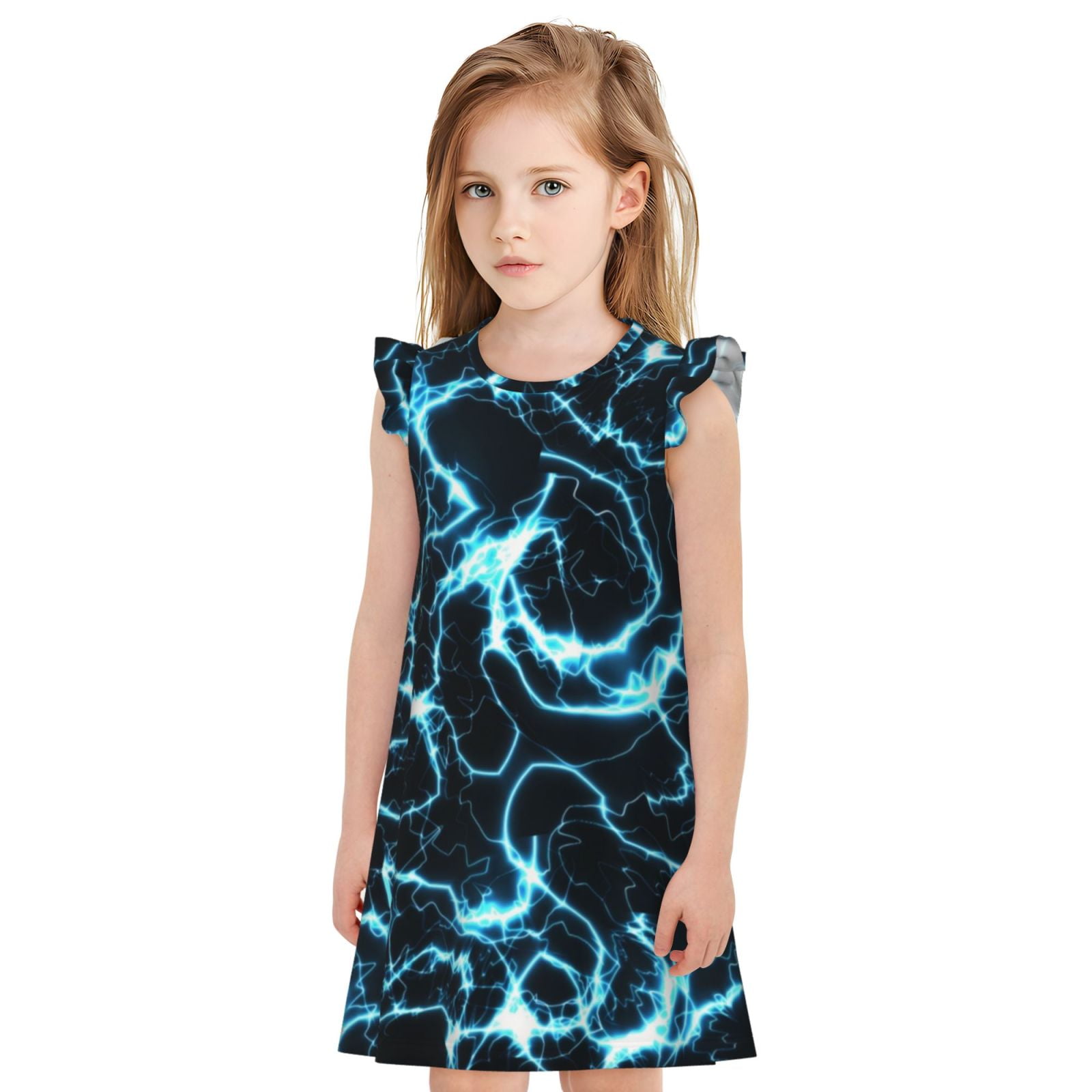 Qokaie Lightning Print Girls Nightgowns, Nightgown Princess Pajama ...