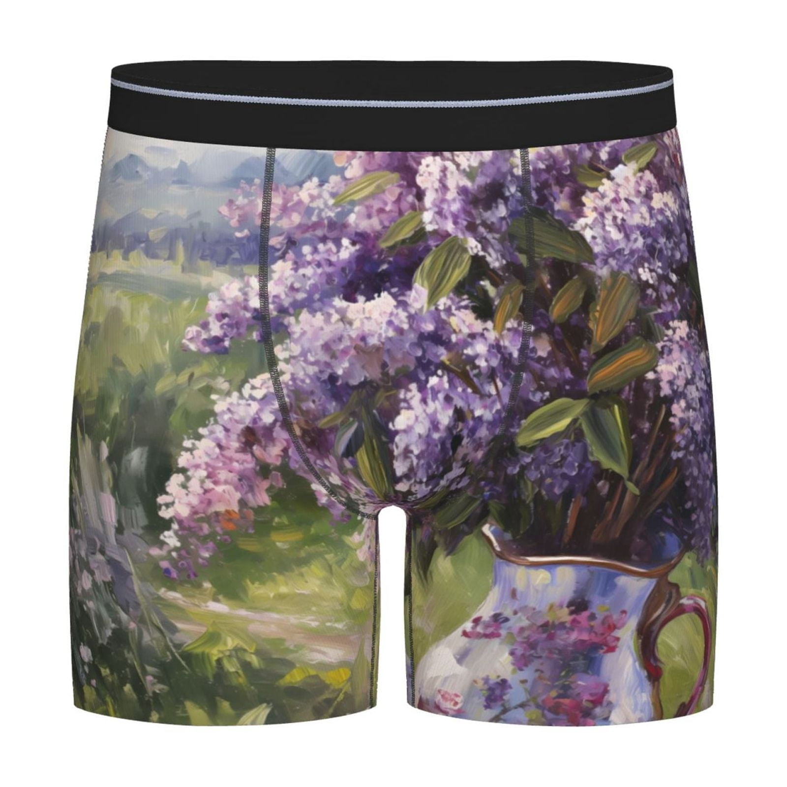 Qokaie Lilacs Teapot Scenic Painting for Men's Cotton Briefs Underwear ...