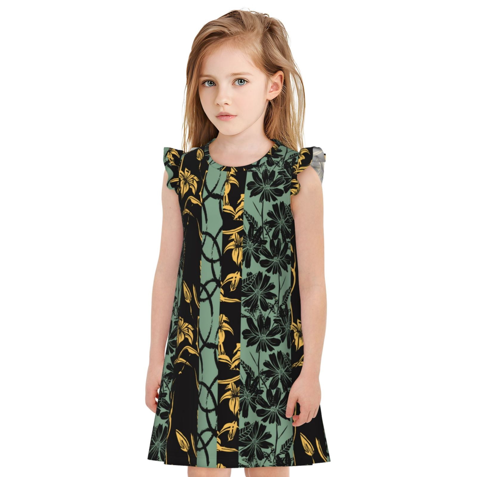 Qokaie Lilies Flowers Print Girls Nightgowns, Nightgown Princess Pajama ...