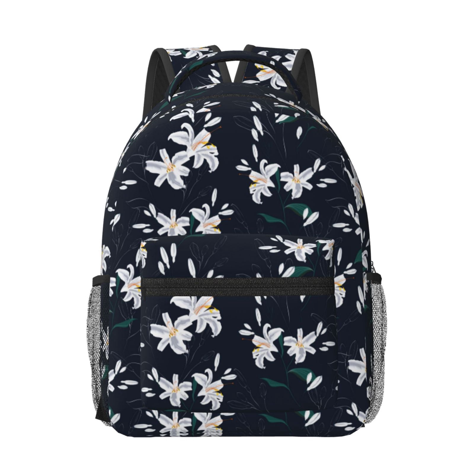 Qokaie Lilies Flowers Style School Backpack Travel Bag for Men & Women ...