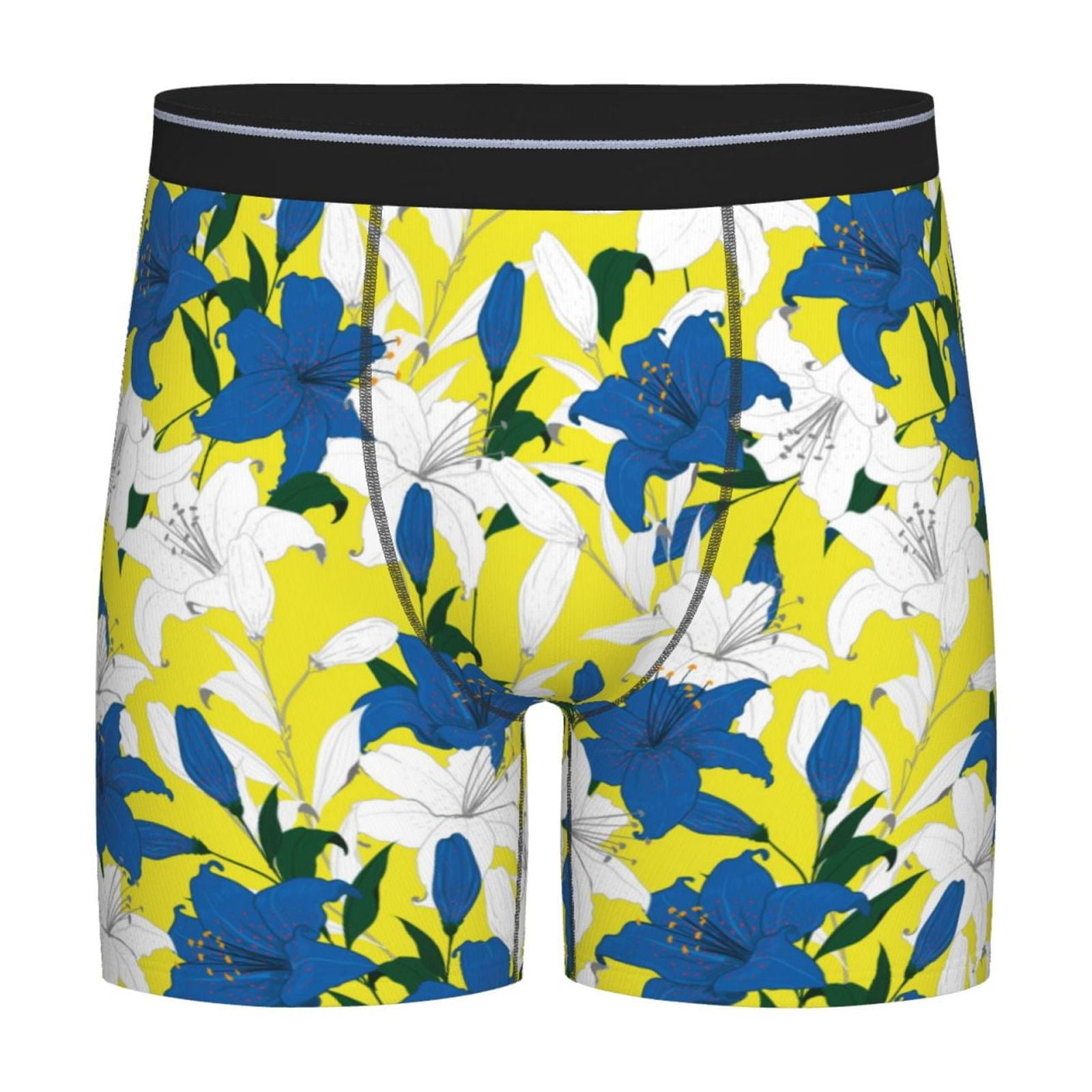 Qokaie Lilies Flowers for Men's Cotton Briefs Underwear, Long Leg ...