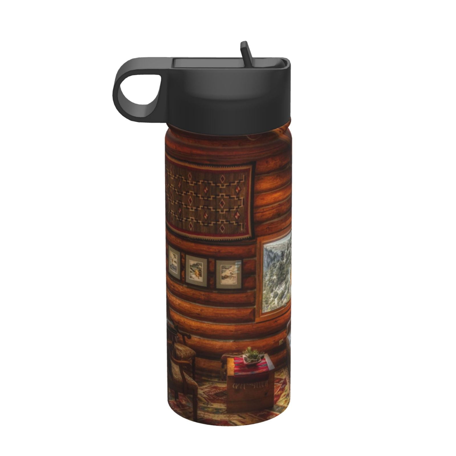 Qokaie Log Cabin Inside Pattern 18oz Insulated Water Bottle, Stainless ...