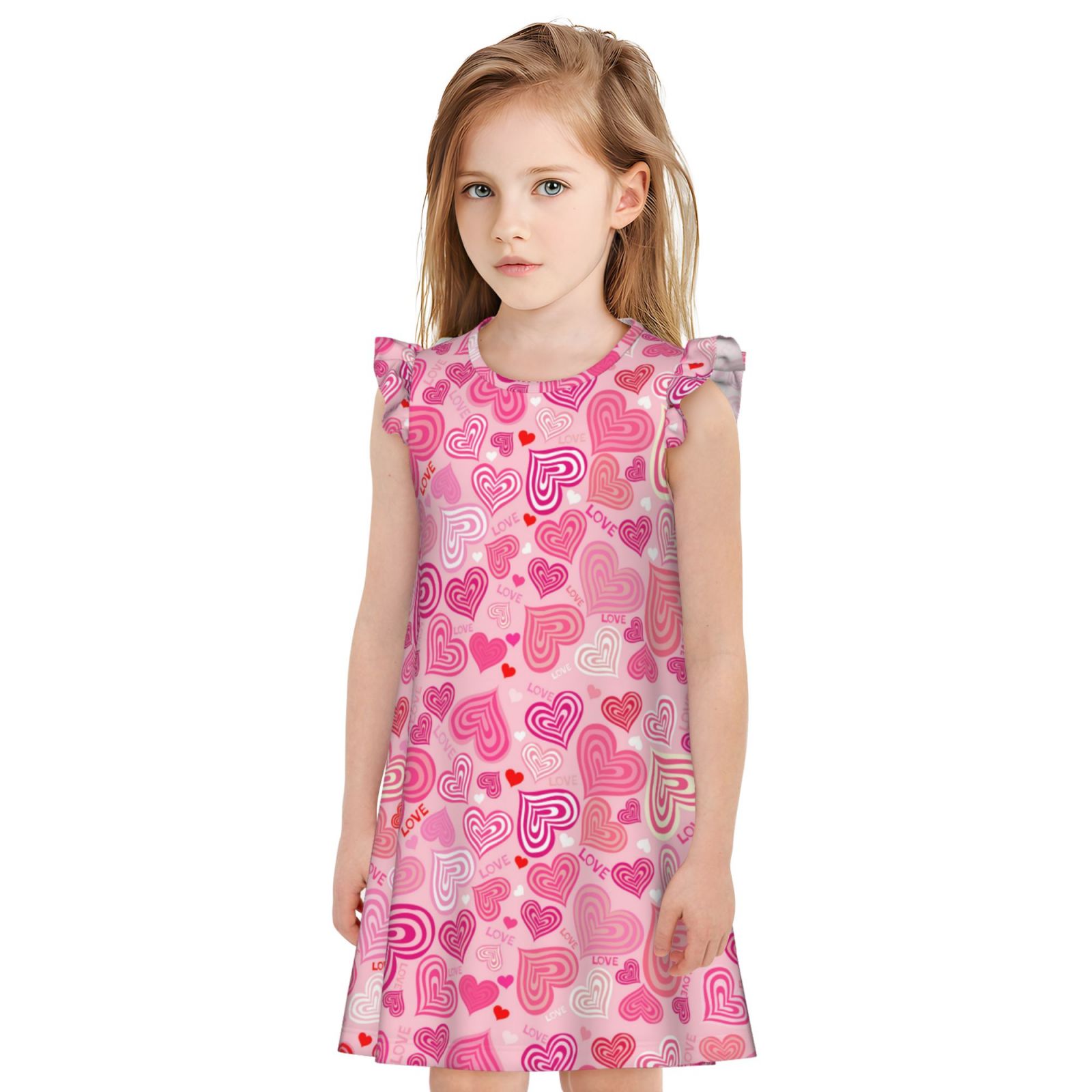 Qokaie Love Print Girls Nightgowns, Nightgown Princess Pajama Dresses ...