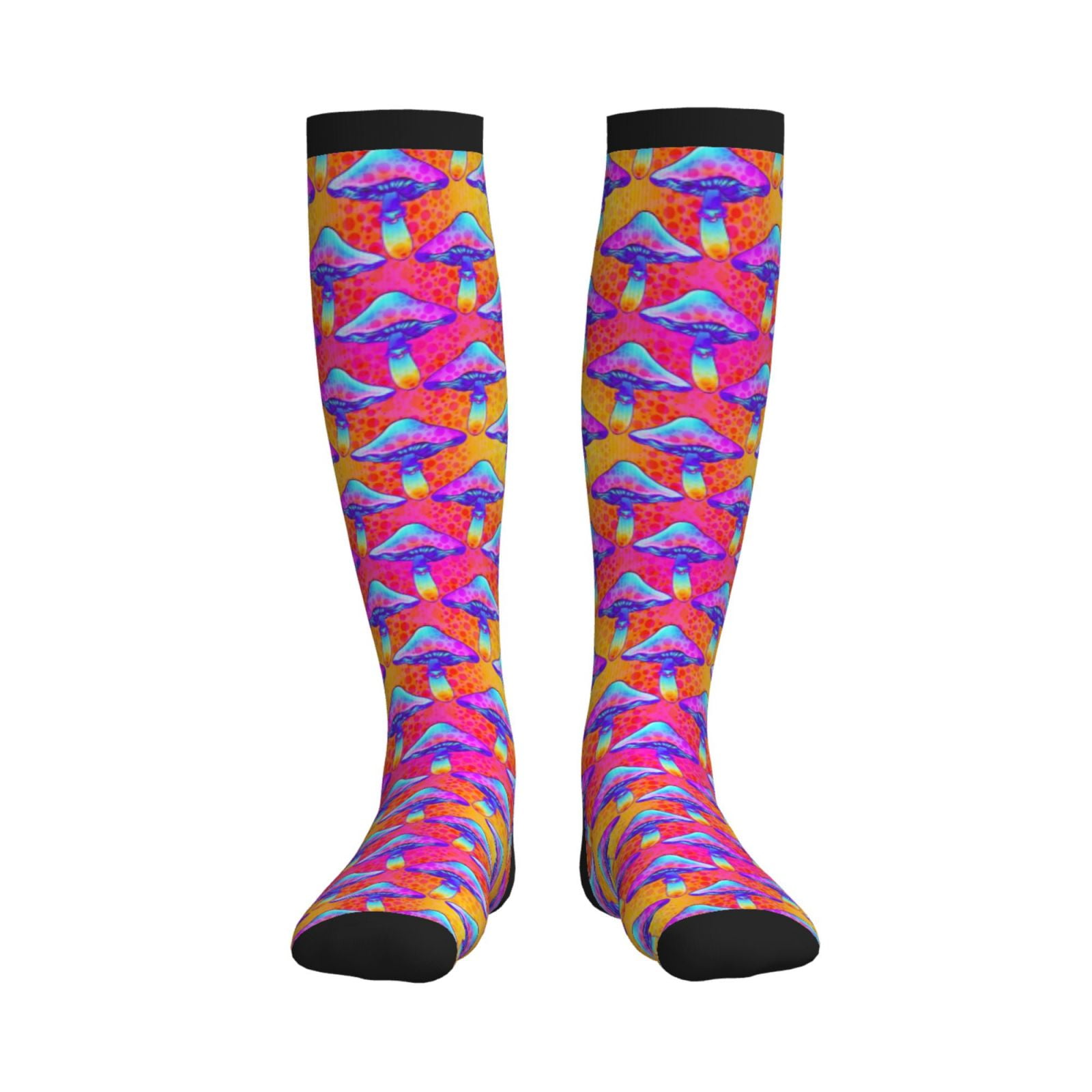 Qokaie Magic Mushrooms Drawing Sports Compression Socks - Comfortable ...