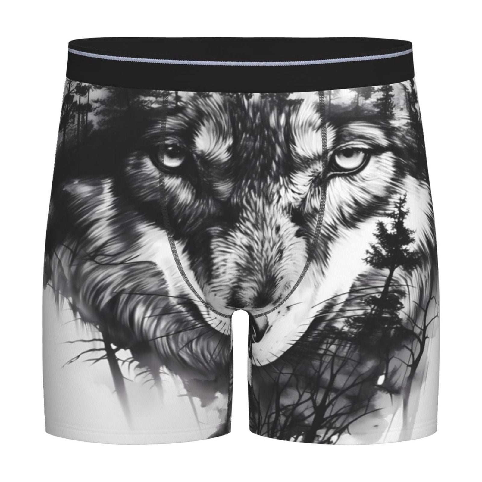 Qokaie Majestic Wolf Landscape for Men's Cotton Briefs Underwear, Long ...