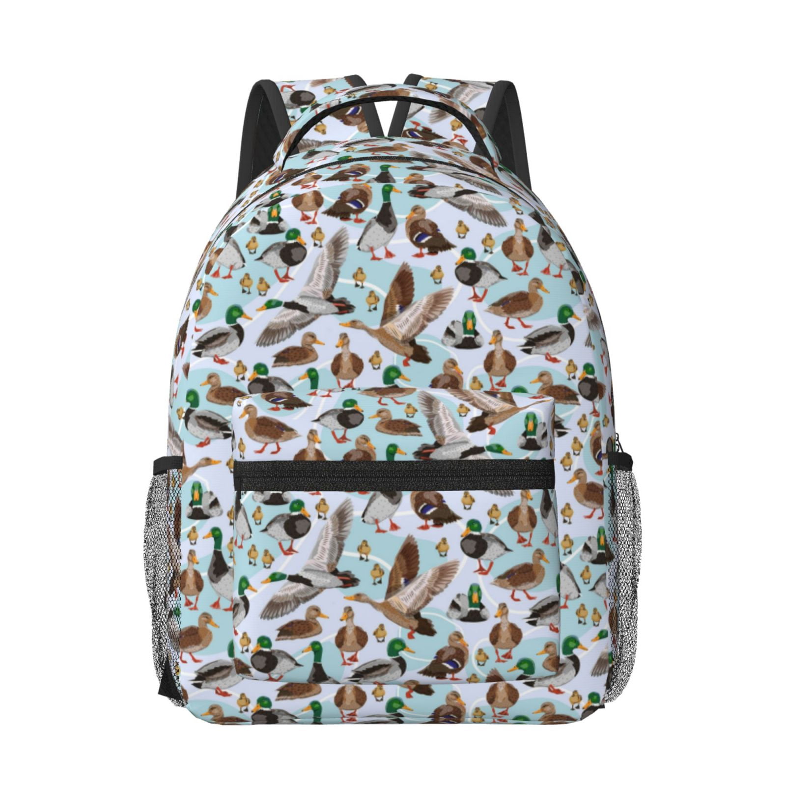 Qokaie Mallard Ducks Wild Birds1 Style School Backpack Travel Bag for ...
