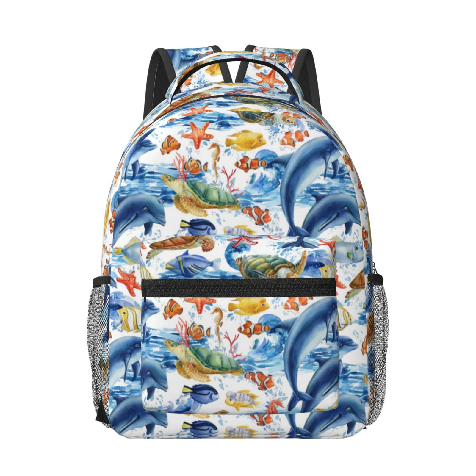 Qokaie Marine Animals Style School Backpack Travel Bag for Men & Women ...