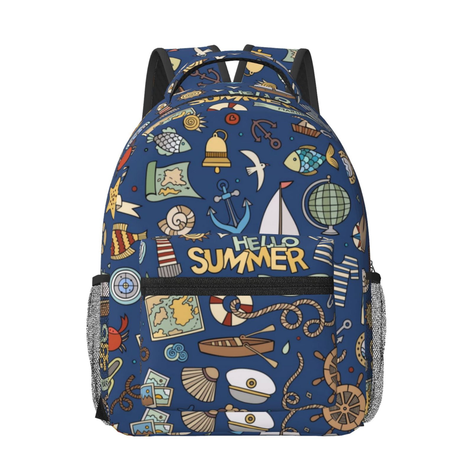 Qokaie Marine Nautical Style School Backpack Travel Bag for Men & Women ...