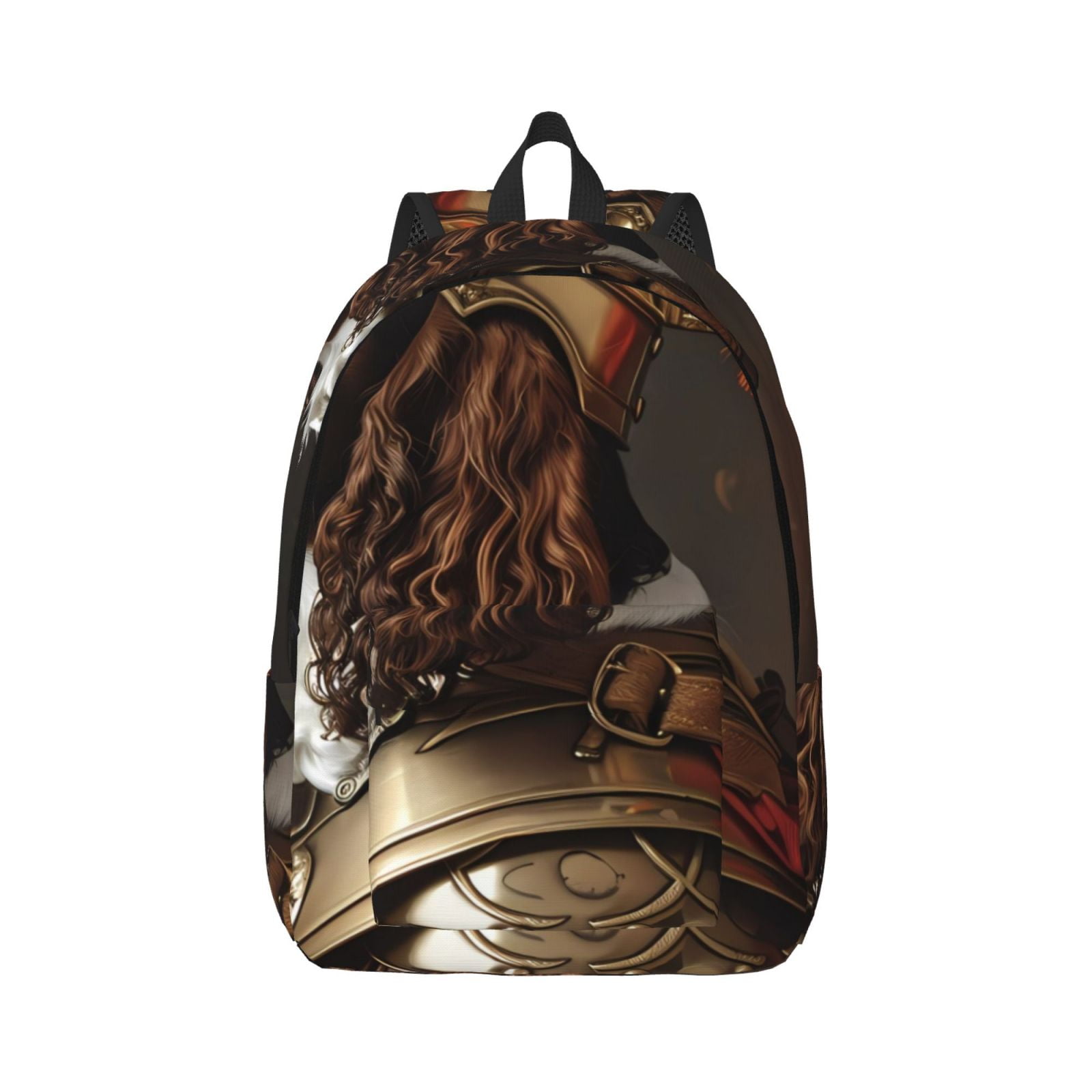 Qokaie Medieval Knight Dog Pattern Canvas Backpack Travel Daypack ...