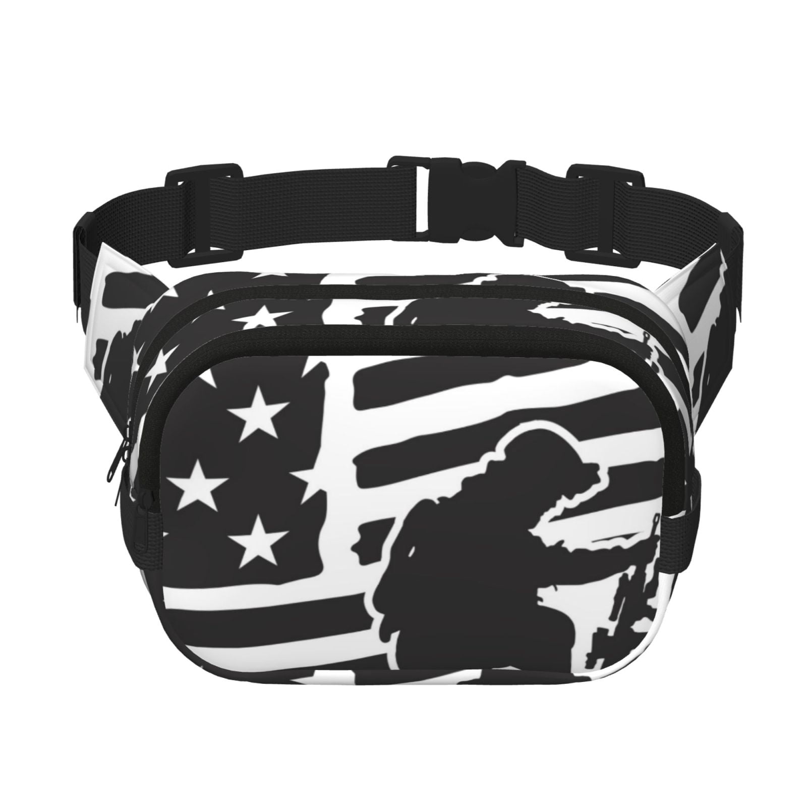 Qokaie Memorial Day1 Pattern Waist Bag, Double Layer Waist Pack, Multi ...