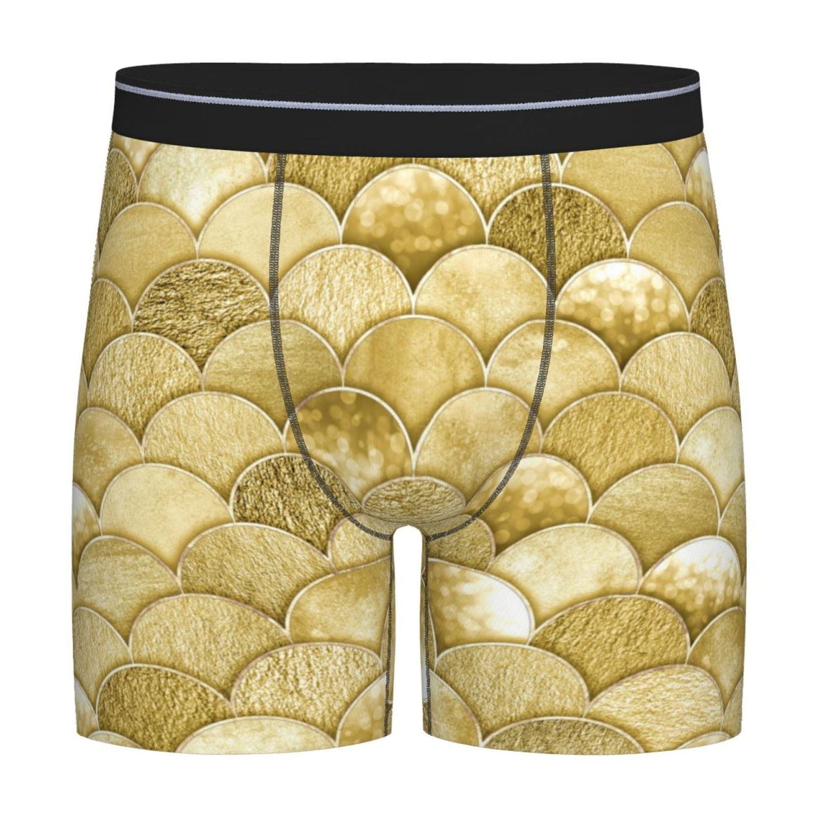 Qokaie Mermaid Fish Scale for Men's Cotton Briefs Underwear, Long Leg ...