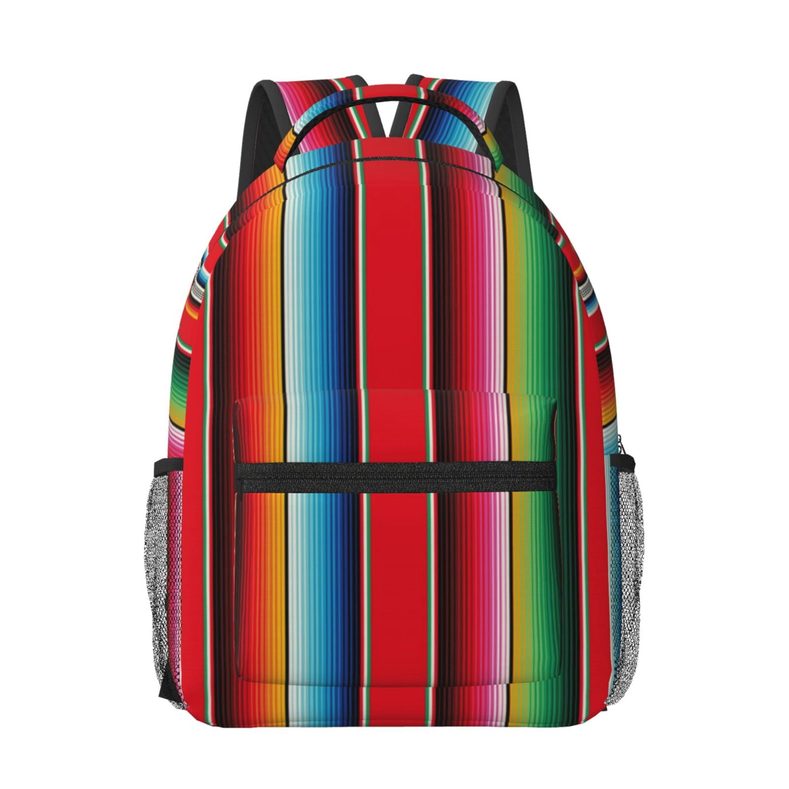 Qokaie Mexican Serape Blanket Stripes Style School Backpack Travel Bag ...