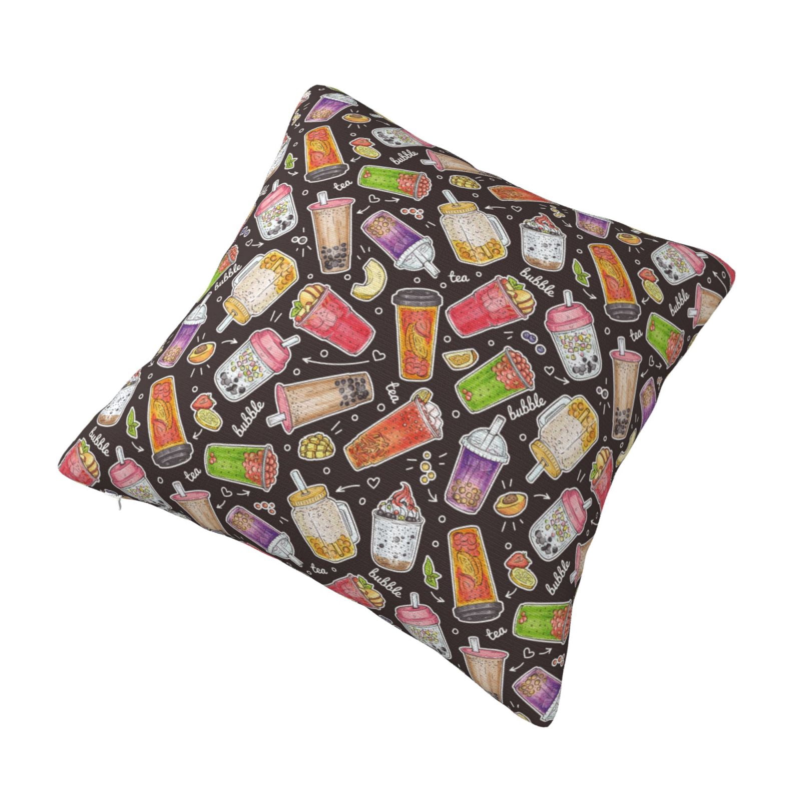 Qokaie Milk Tea Print Throw Pillows Cover, Decorative Throw Pillows for ...