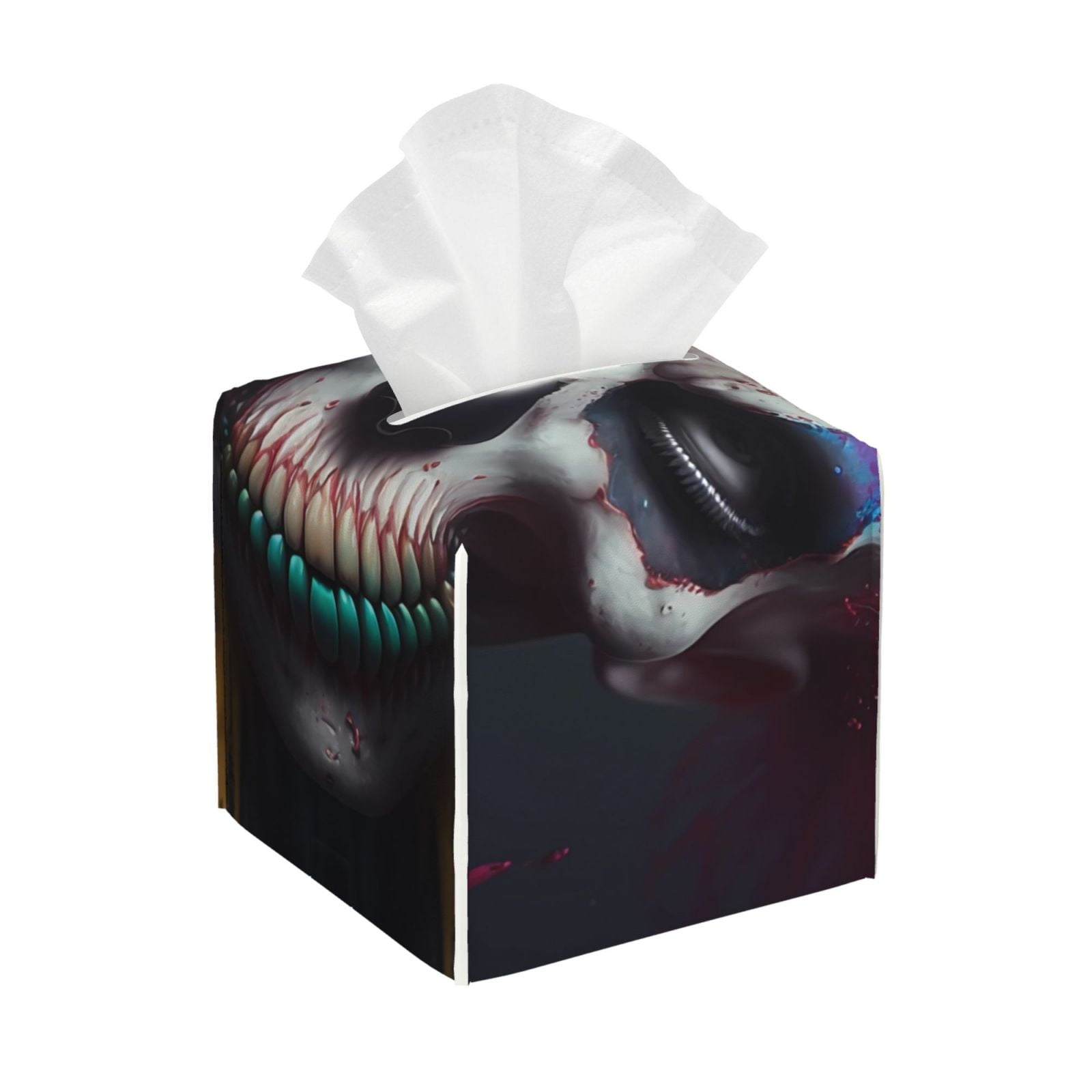 Qokaie Modern Abstract Colorful Skull C Print Tissue Box Cover, Refined ...