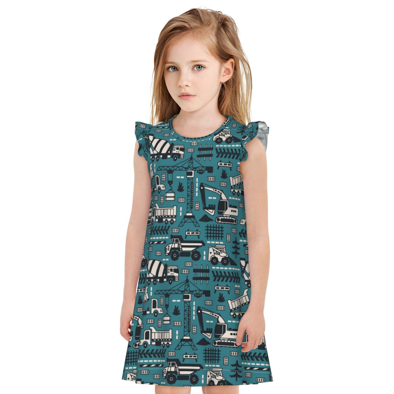 Qokaie Modern Excavator Print Girls Nightgowns, Nightgown Princess ...
