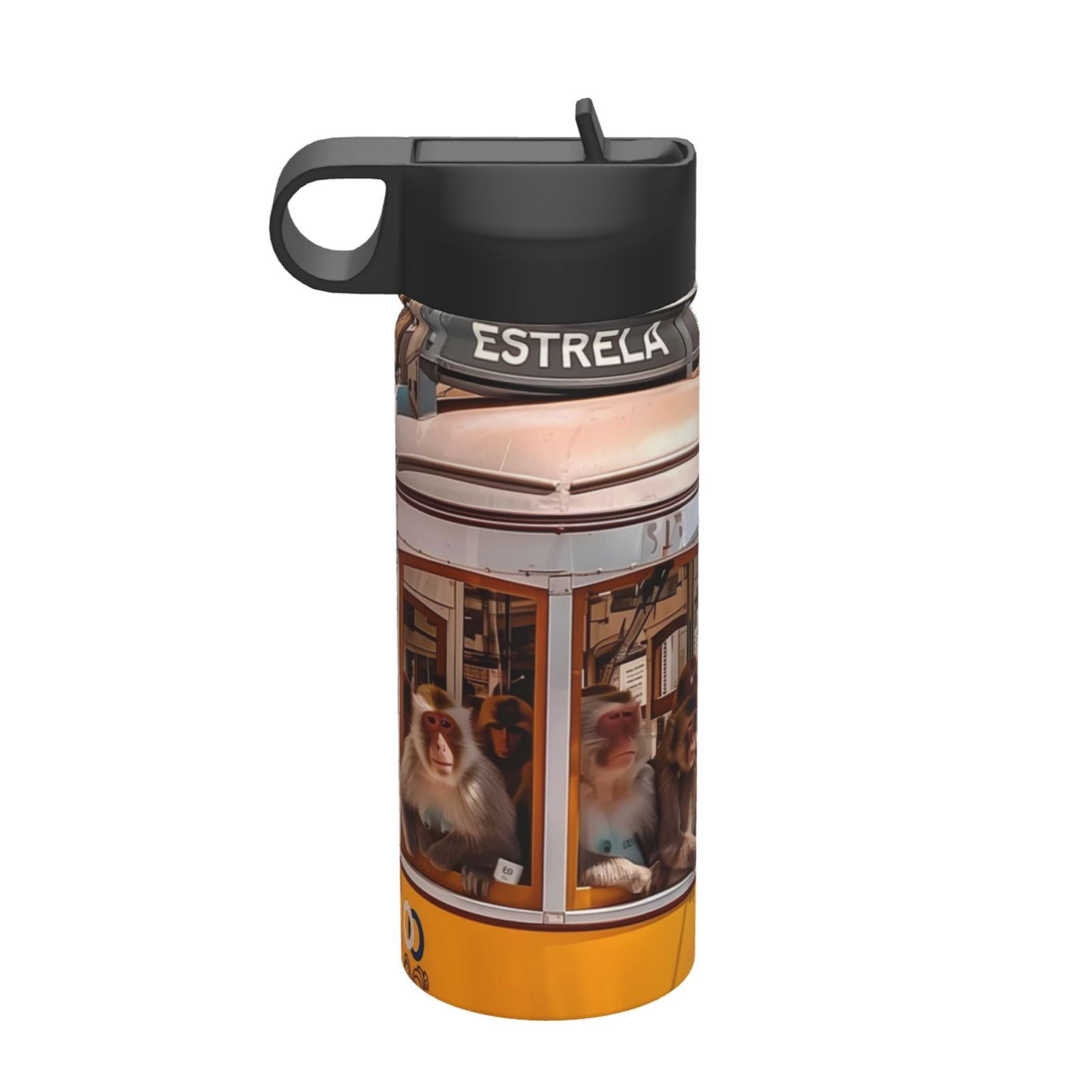 Qokaie Modern Urban Monkey Pattern 18oz Insulated Water Bottle ...