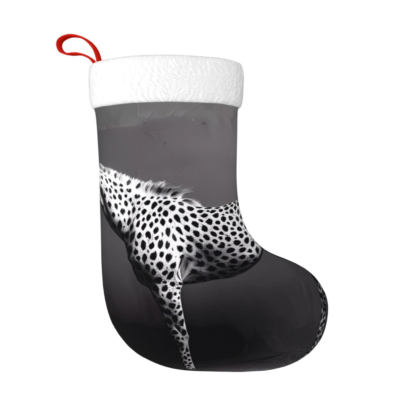 Qokaie Monochrome Leopard Horse Christmas Stockings 18 Inch,Large Xmas ...