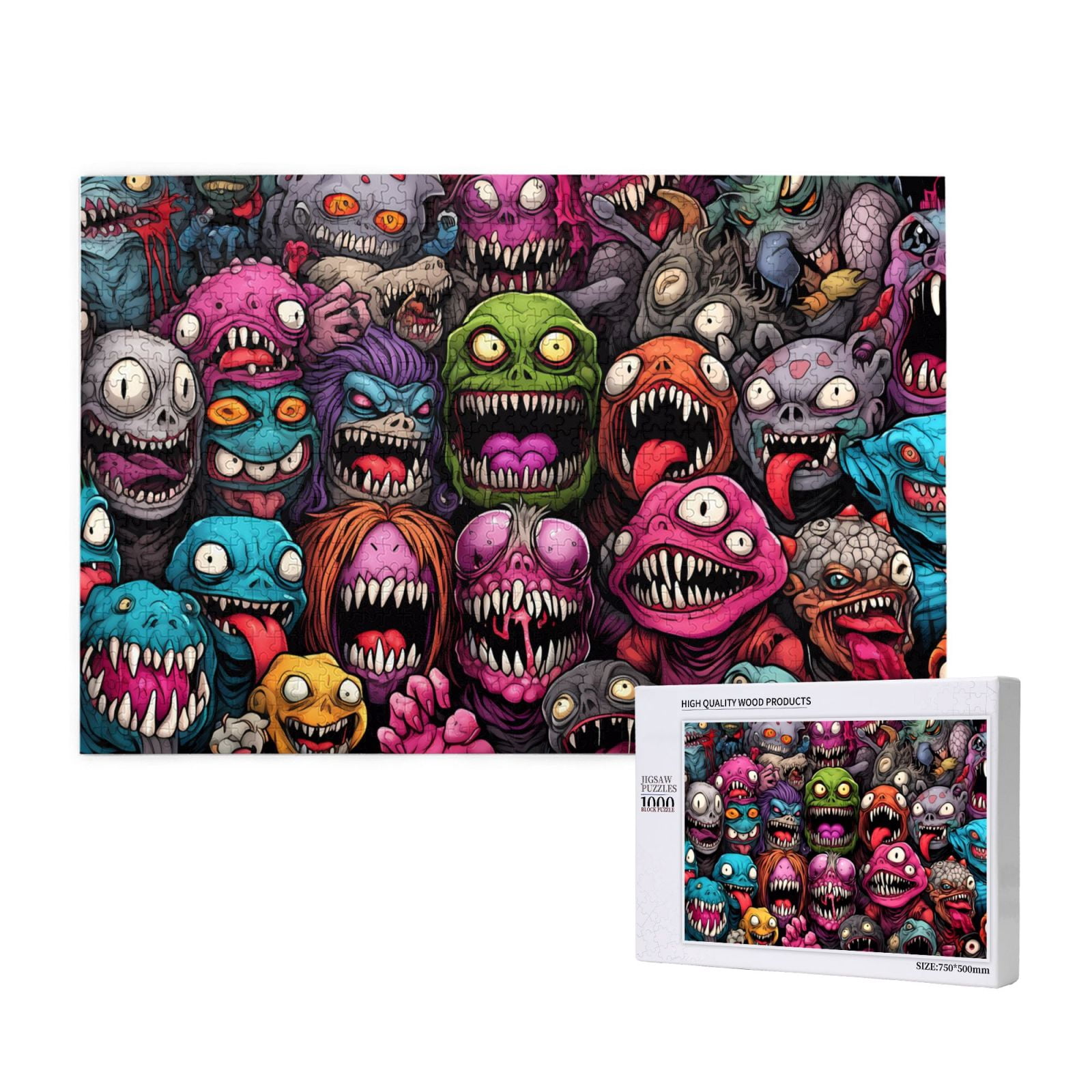 Qokaie Monstrous Cartoon Characters Pattern Picture Puzzle,Wooden 1000 ...
