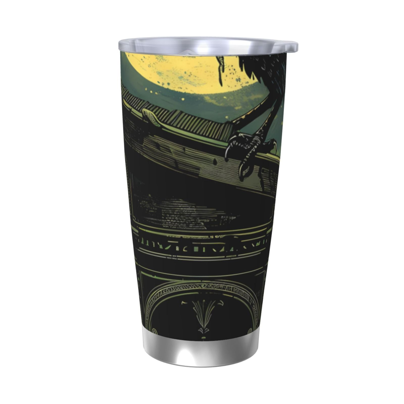 Qokaie MoonNight Sky Crow Pattern 20 Oz Coffee Car Insulated Coffee Cup ...