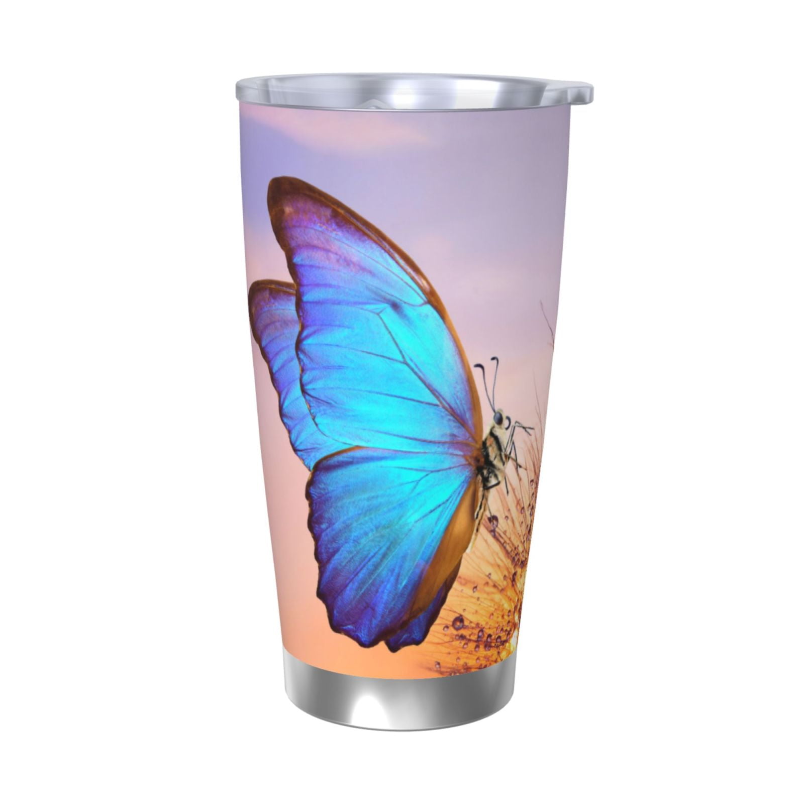 Qokaie Morpho butterfly and dandelion Pattern 20 Oz Coffee Car ...
