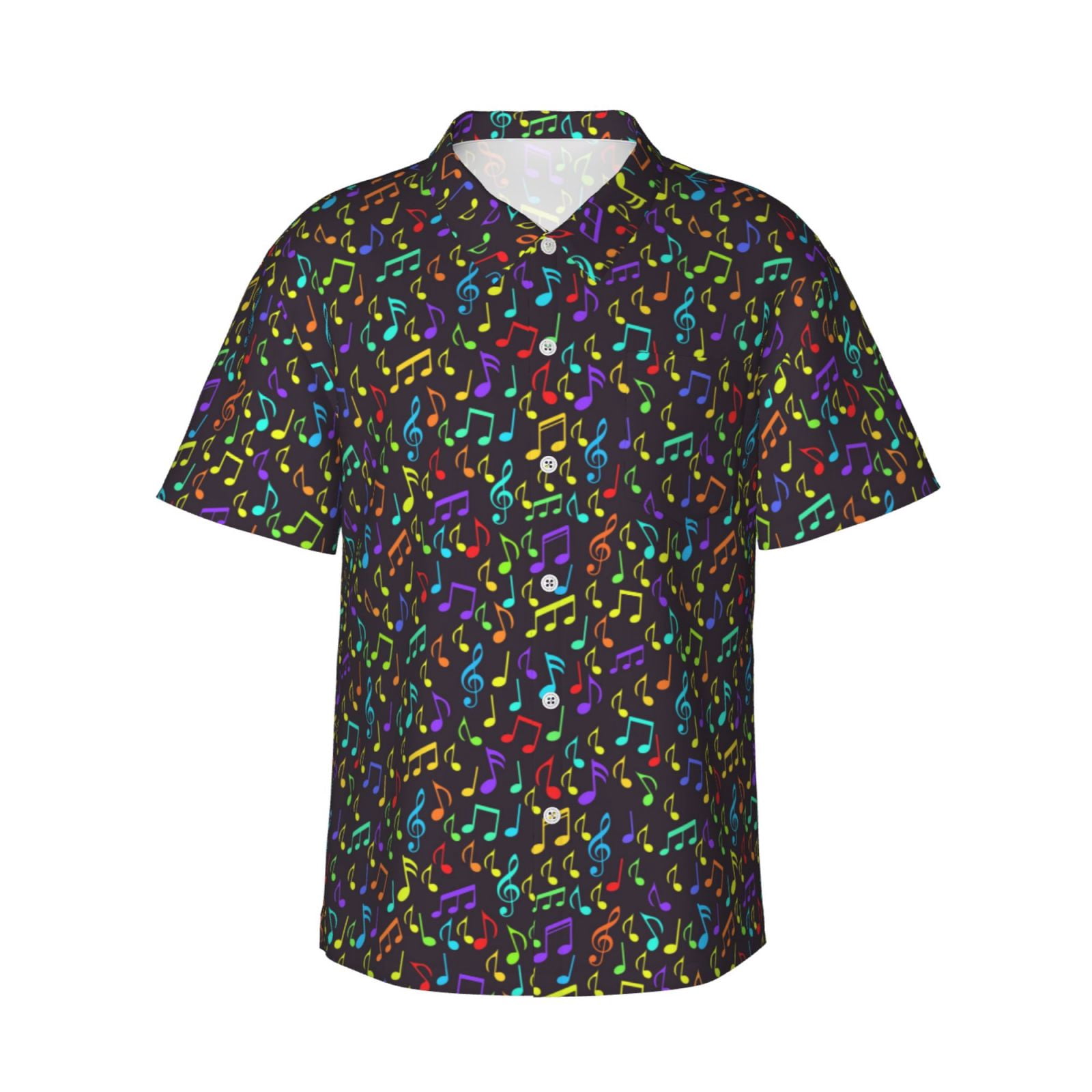 Qokaie Musical Notes Print Men’s Hawaiian Shirt – Tropical Short Sleeve ...