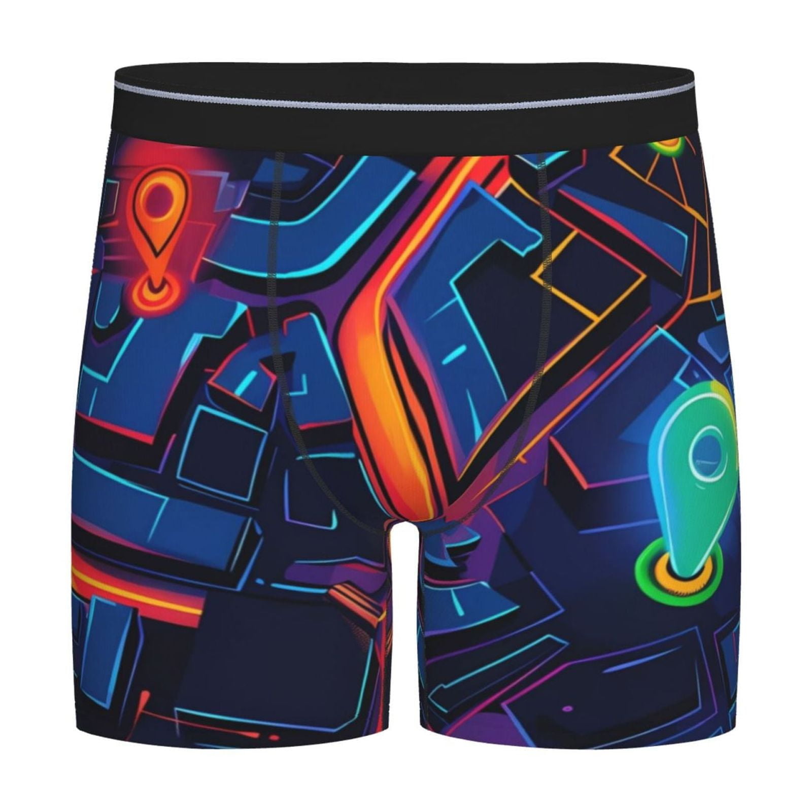 Qokaie Neon City Map for Men's Cotton Briefs Underwear, Long Leg Briefs,Anti-chafing Boxer ...