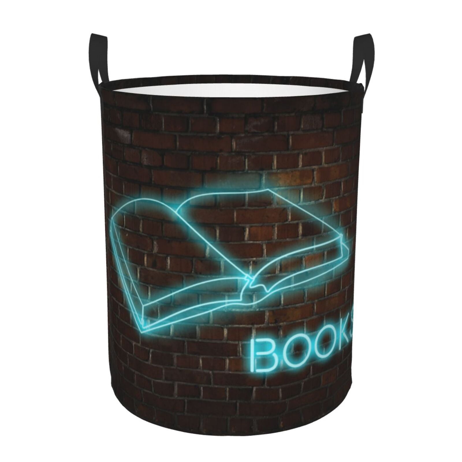 Qokaie Neon Sign For Books Print Round Large Laundry Hamper, Tall ...