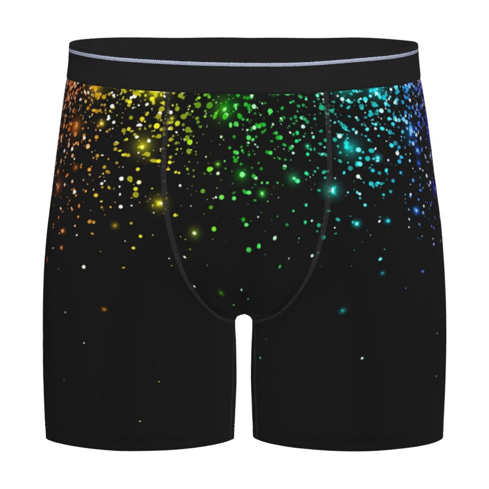 Qokaie Night Rainbow Sparkles for Men's Cotton Briefs Underwear, Long ...