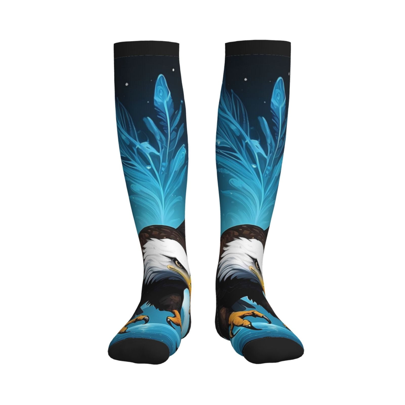 Qokaie Night Sky Forest Bald Eagle Drawing Sports Compression Socks ...